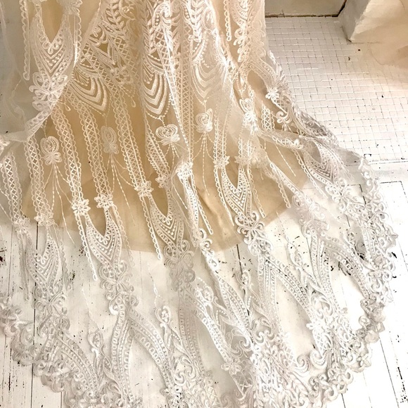 Mon Cheri | Dresses | Boho Glam Wedding Gown Sheath Racerback Champagne ...